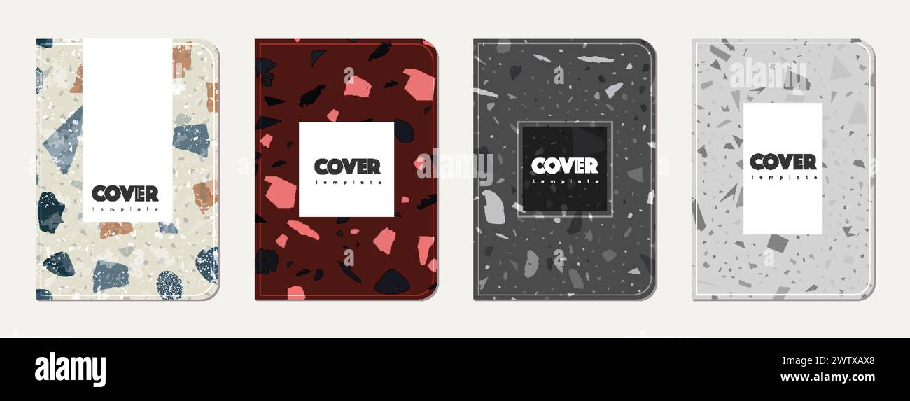 Notepad cover design. Terrazzo abstract background made of natural ...