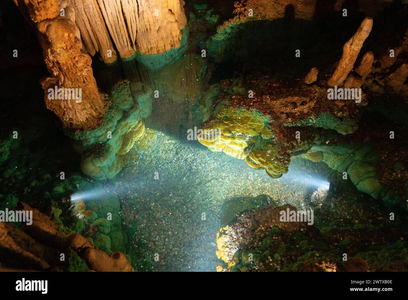 Blue Cave Water at Luray Caverns in Northern Virginia, USA Stock Photo ...