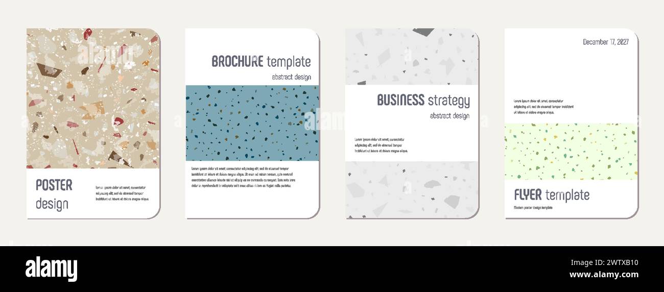 Notepad cover design. Terrazzo abstract background made of natural ...