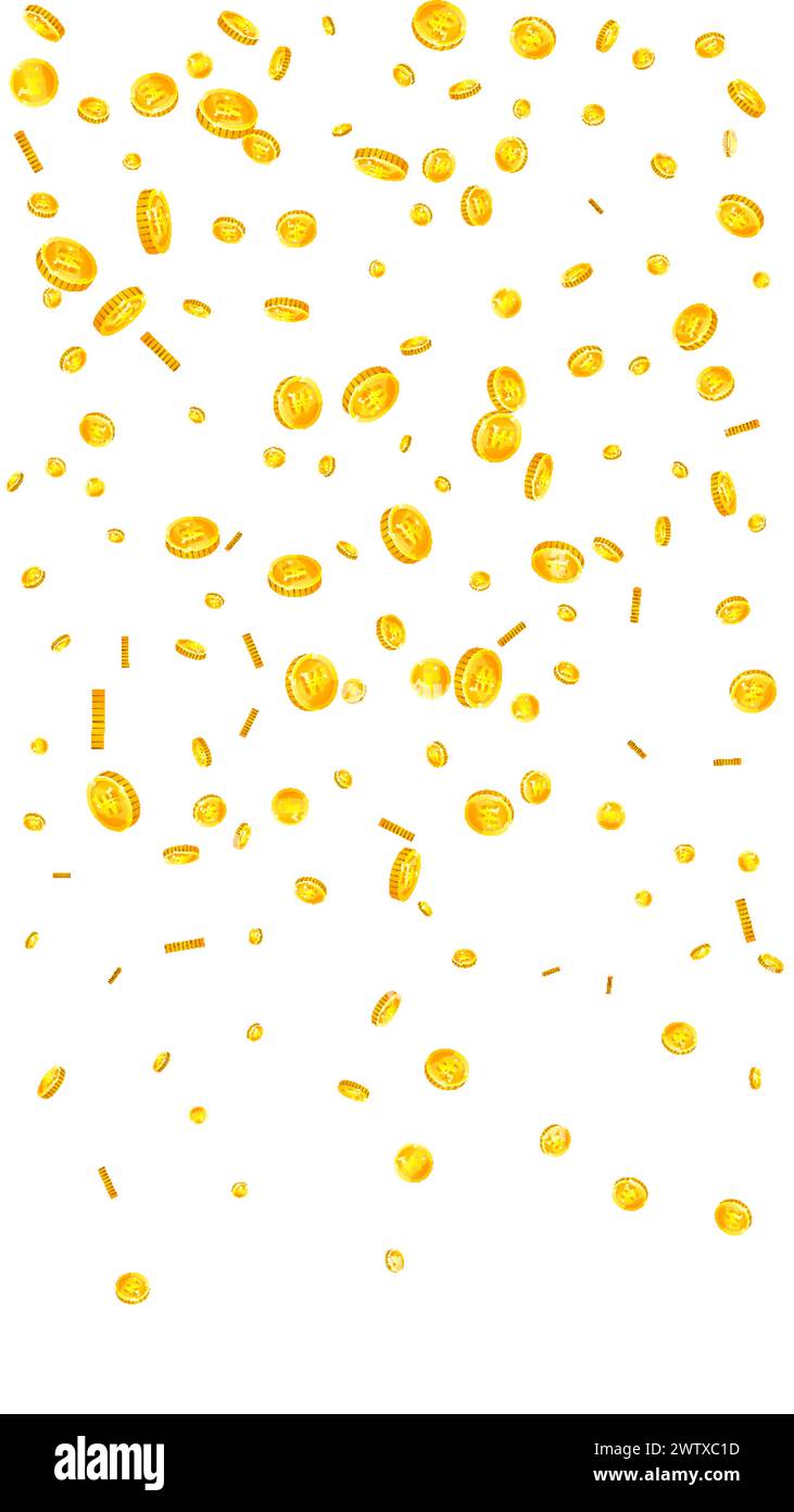 Korean won coins falling. Scattered gold WON coins. Korea money. Global ...