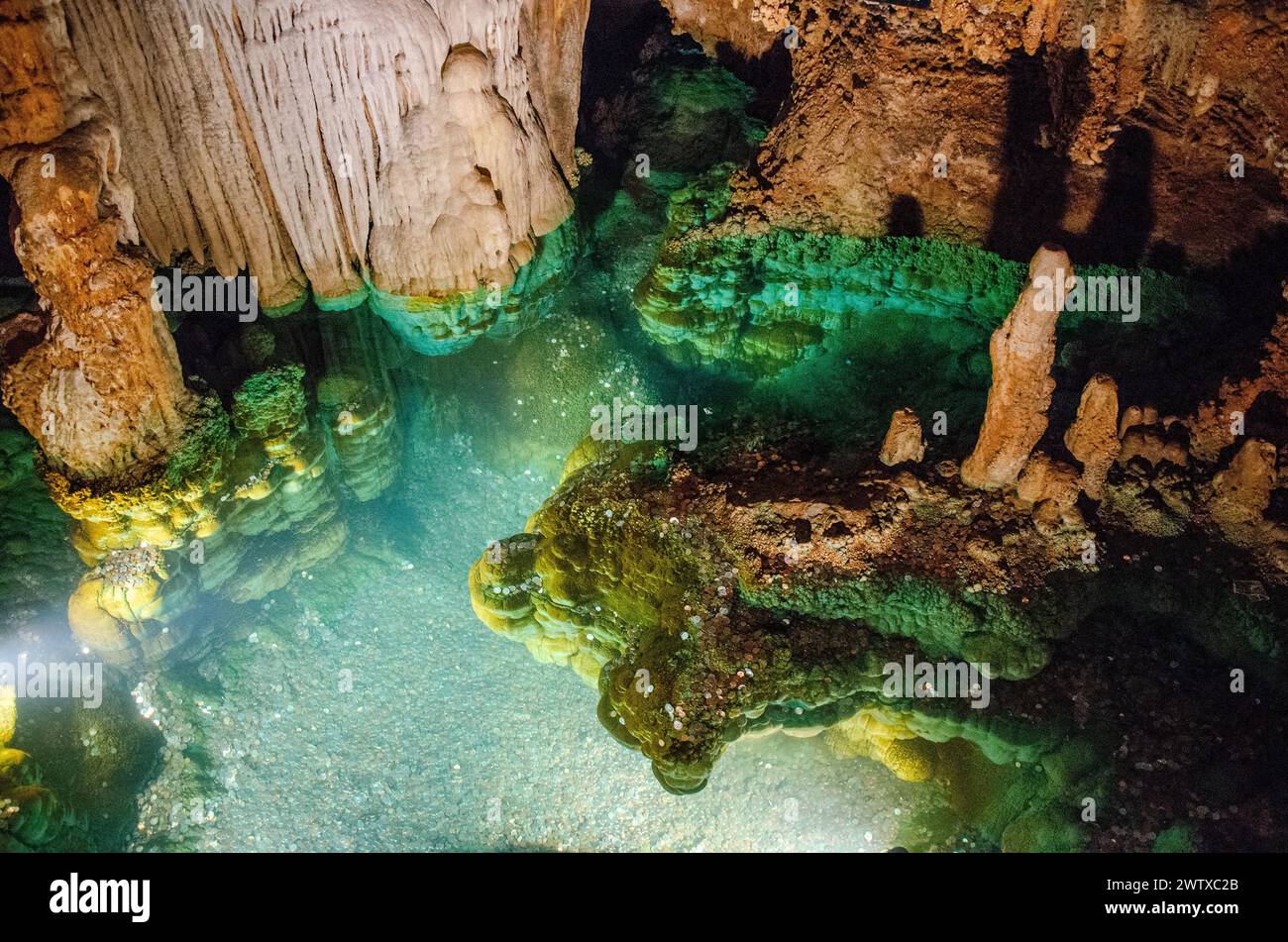 Blue Cave Water at Luray Caverns in Northern Virginia, USA Stock Photo ...