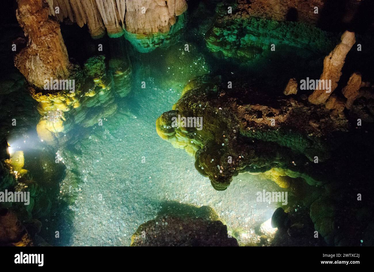 Blue Cave Water at Luray Caverns in Northern Virginia, USA Stock Photo ...