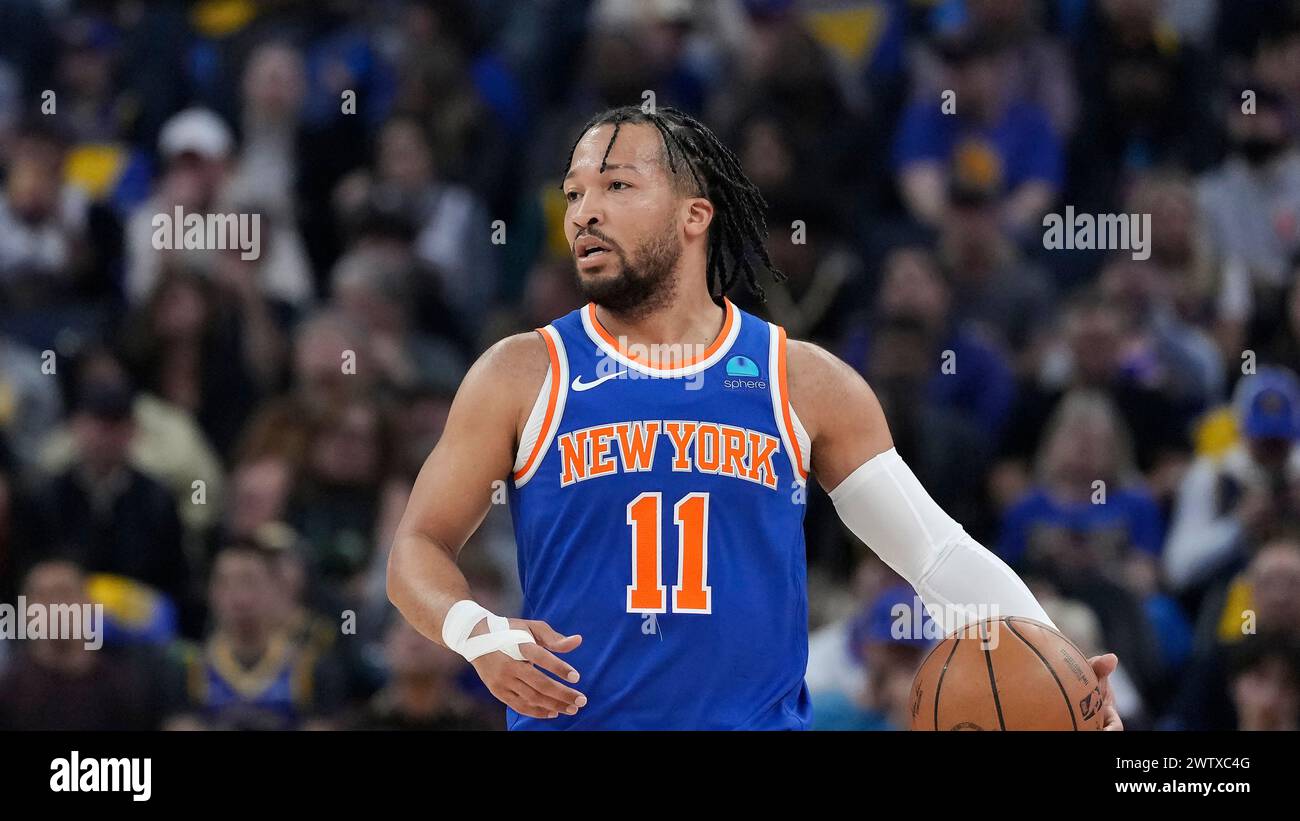New York Knicks guard Jalen Brunson during an NBA basketball game ...