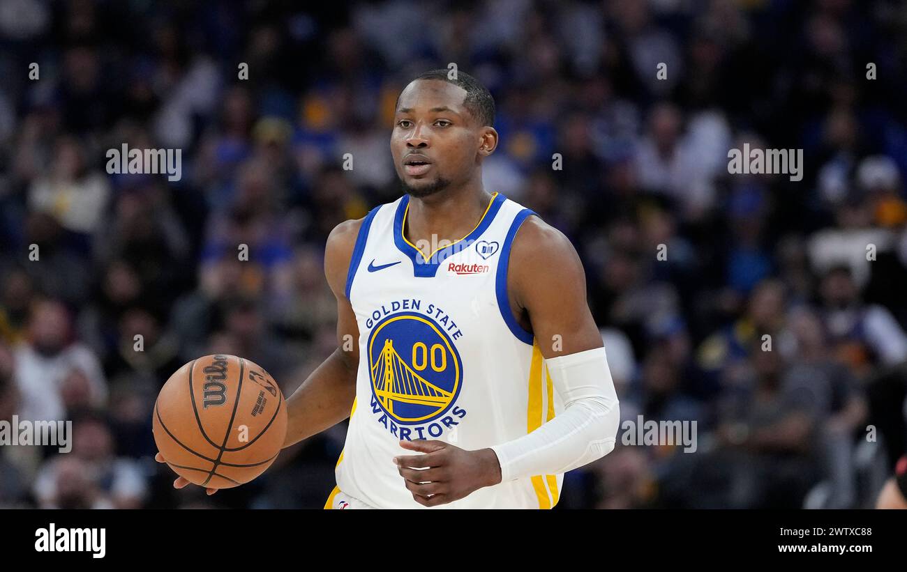 Golden State Warriors forward Jonathan Kuminga during an NBA basketball ...