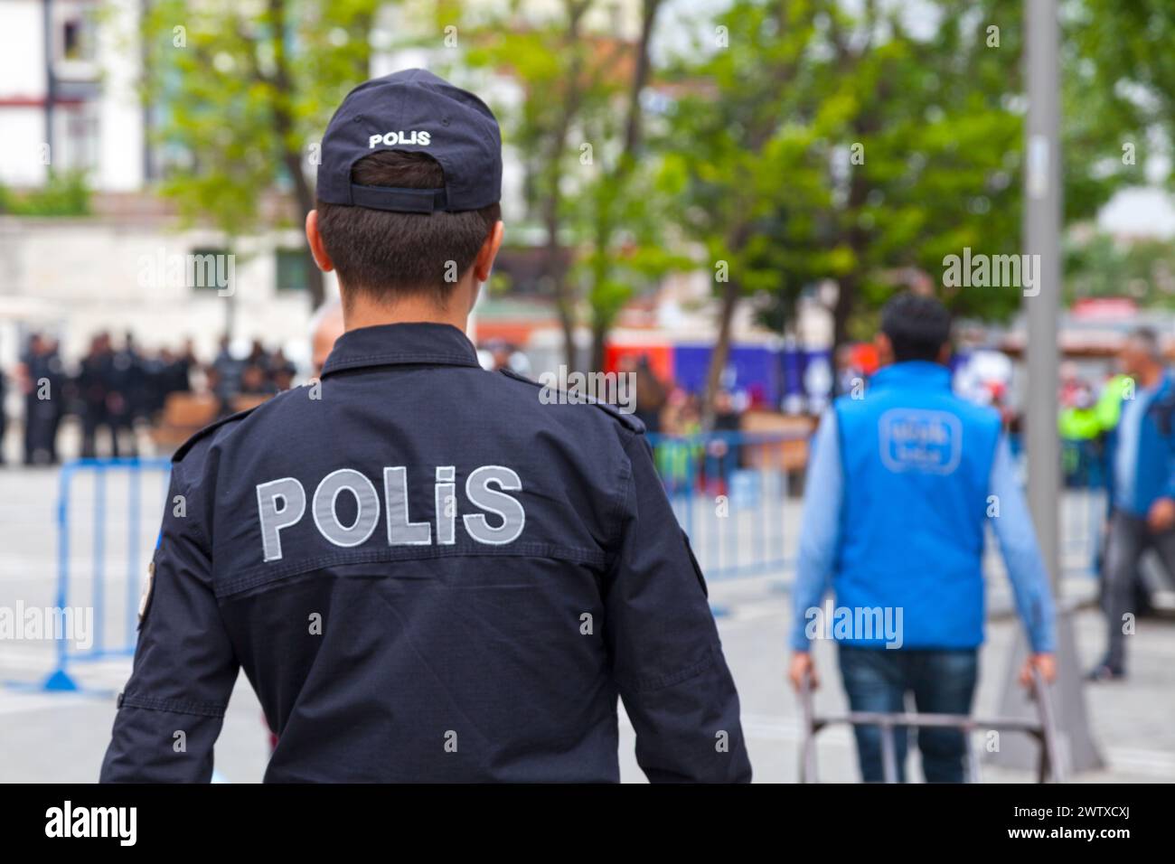 Istanbul, Turkey - May 09 2019: Officer of the Polis (Police) patroling ...
