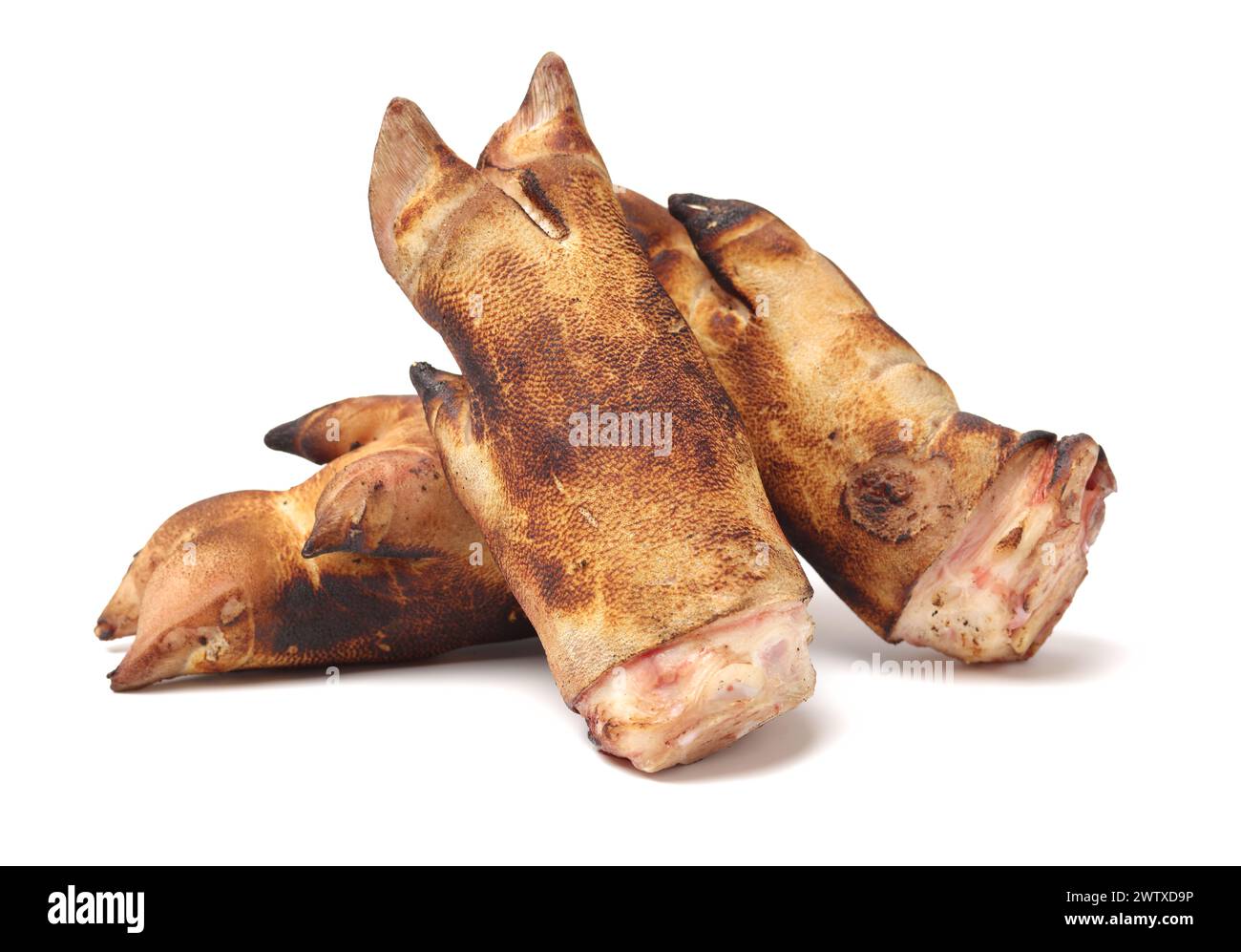 fresh pig trotter on white background Stock Photo - Alamy