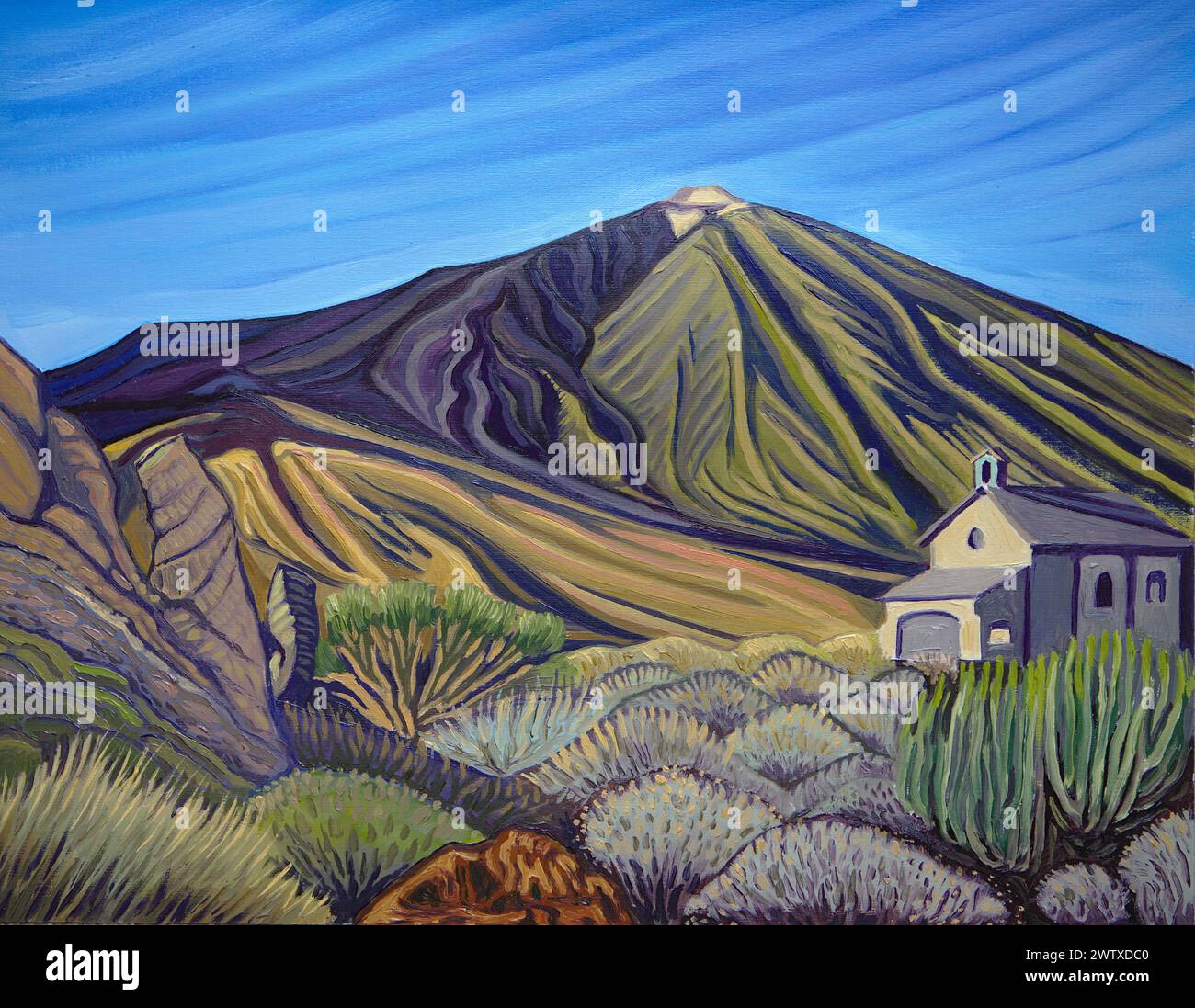 Oil painting of Teide Volcano in Tenerife Stock Photo - Alamy