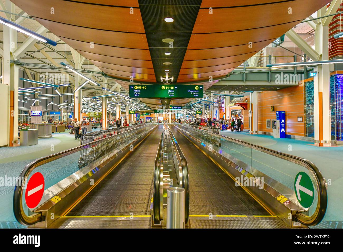 Vancouver,Canada SEP 25,2017 : Passengers walking in Vancouver International Airport (YVR) is ...