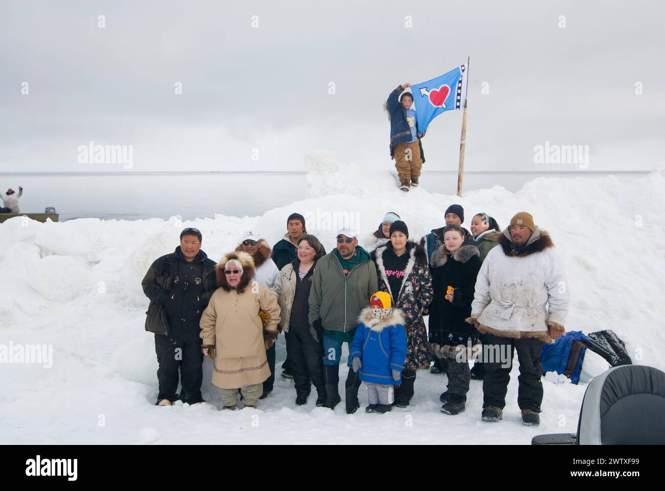 Subsistence whaling family Arey's after catching a bowhead whale ...
