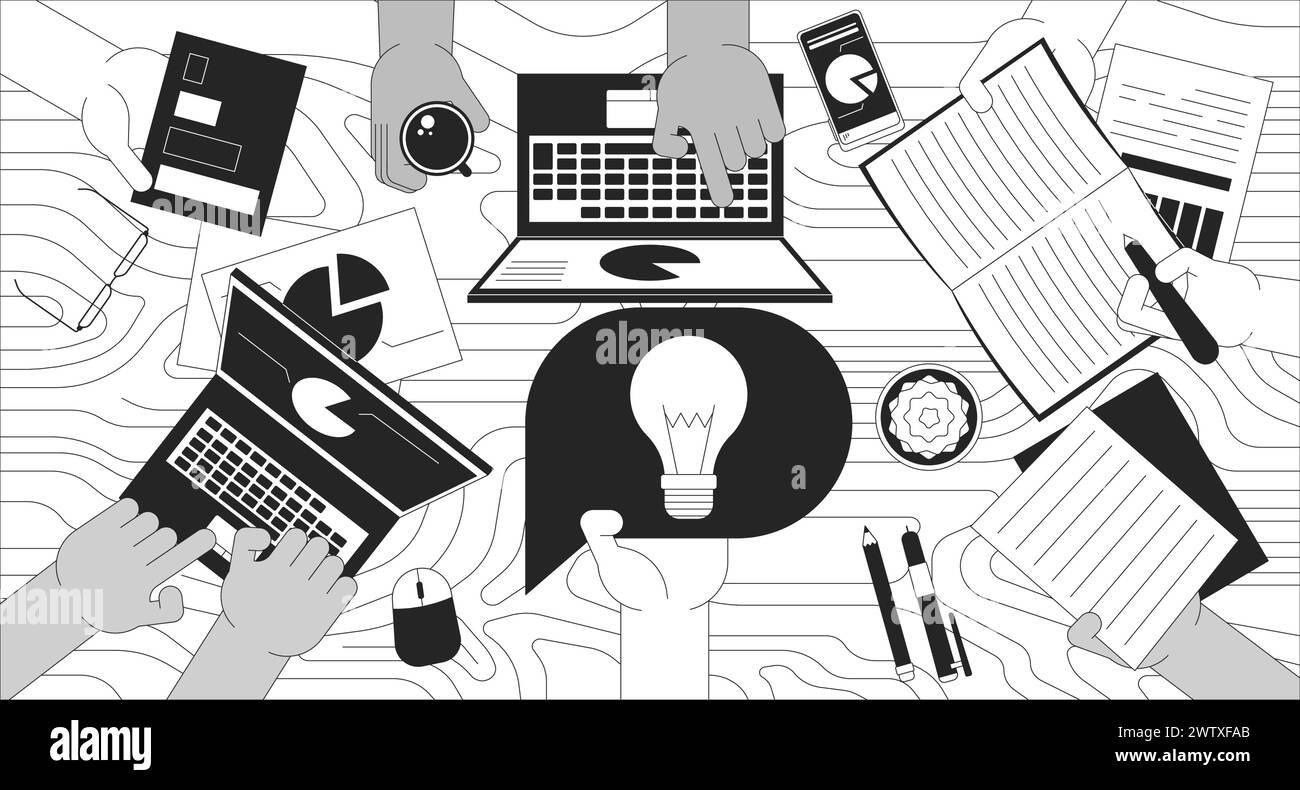 Business idea black and white 2D illustration concept Stock Vector ...