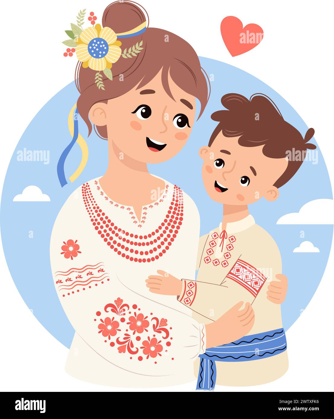 Cute Ukrainian woman mother in traditional clothes embroidered shirt ...