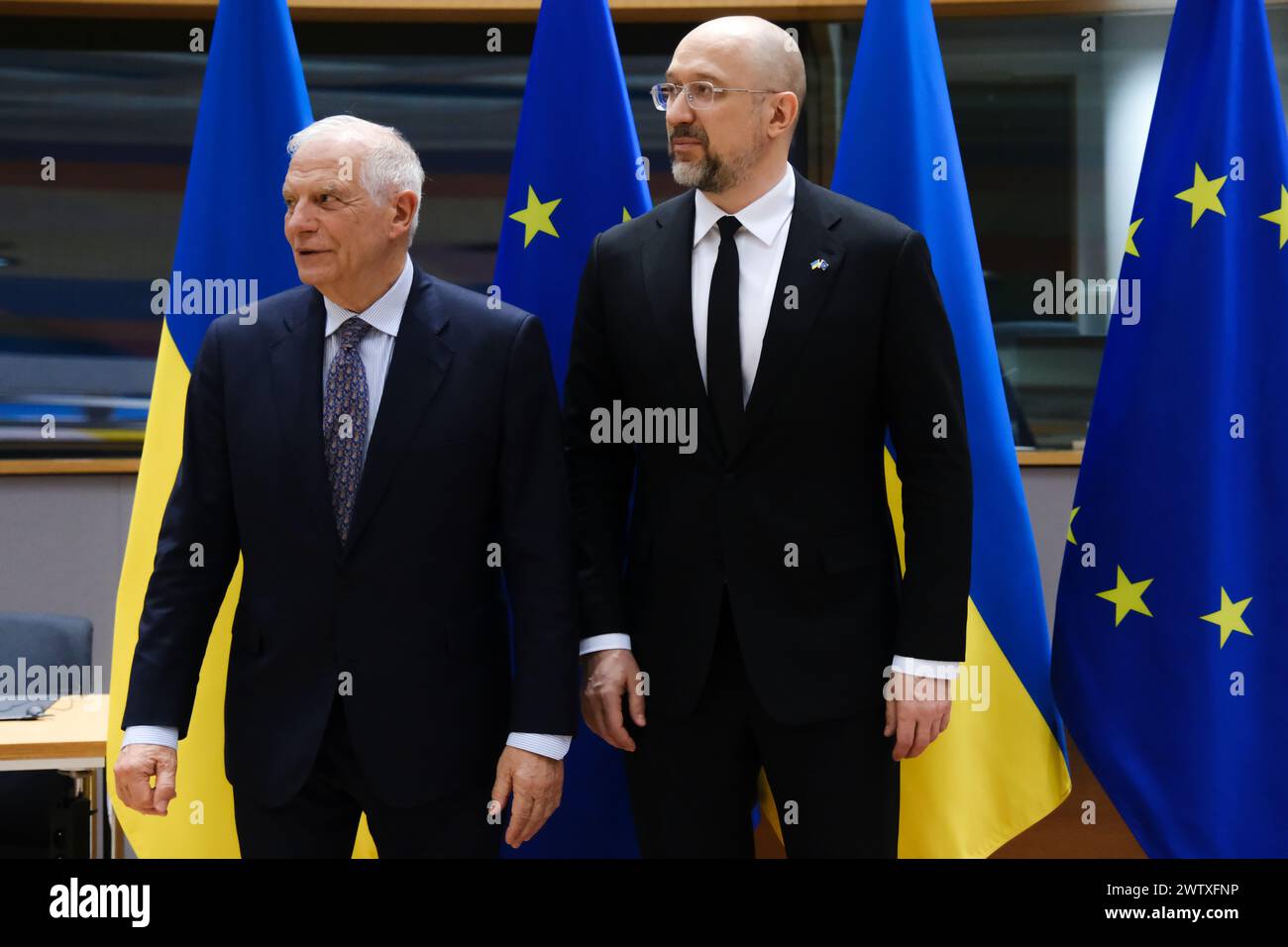 Brussels, Belgium. 20th Mar, 2024. Ukrainian Prime Minister Denys ...