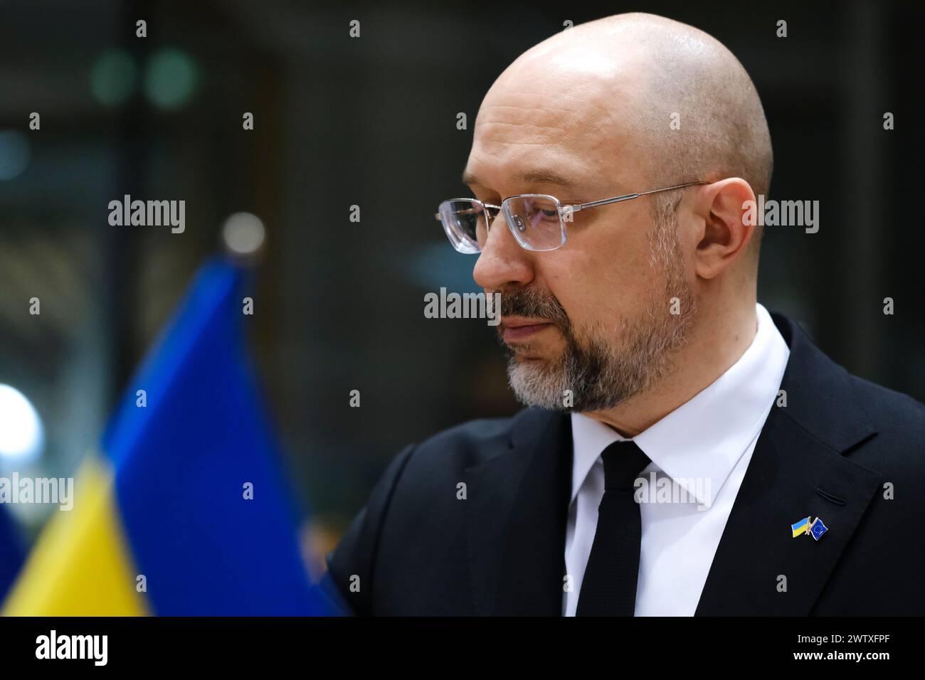 Brussels, Belgium. 20th Mar, 2024. Ukrainian Prime Minister Denys ...