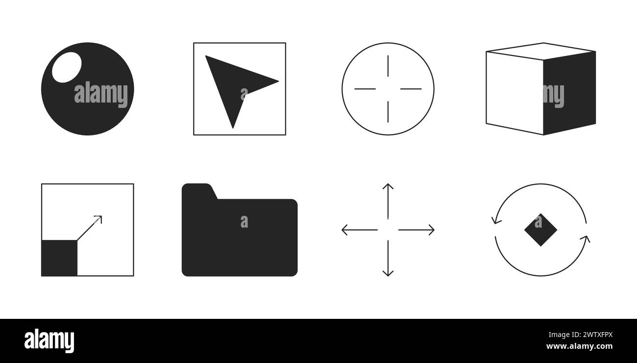 Ui design development black and white 2D line cartoon objects set Stock Vector Image & Art - Alamy