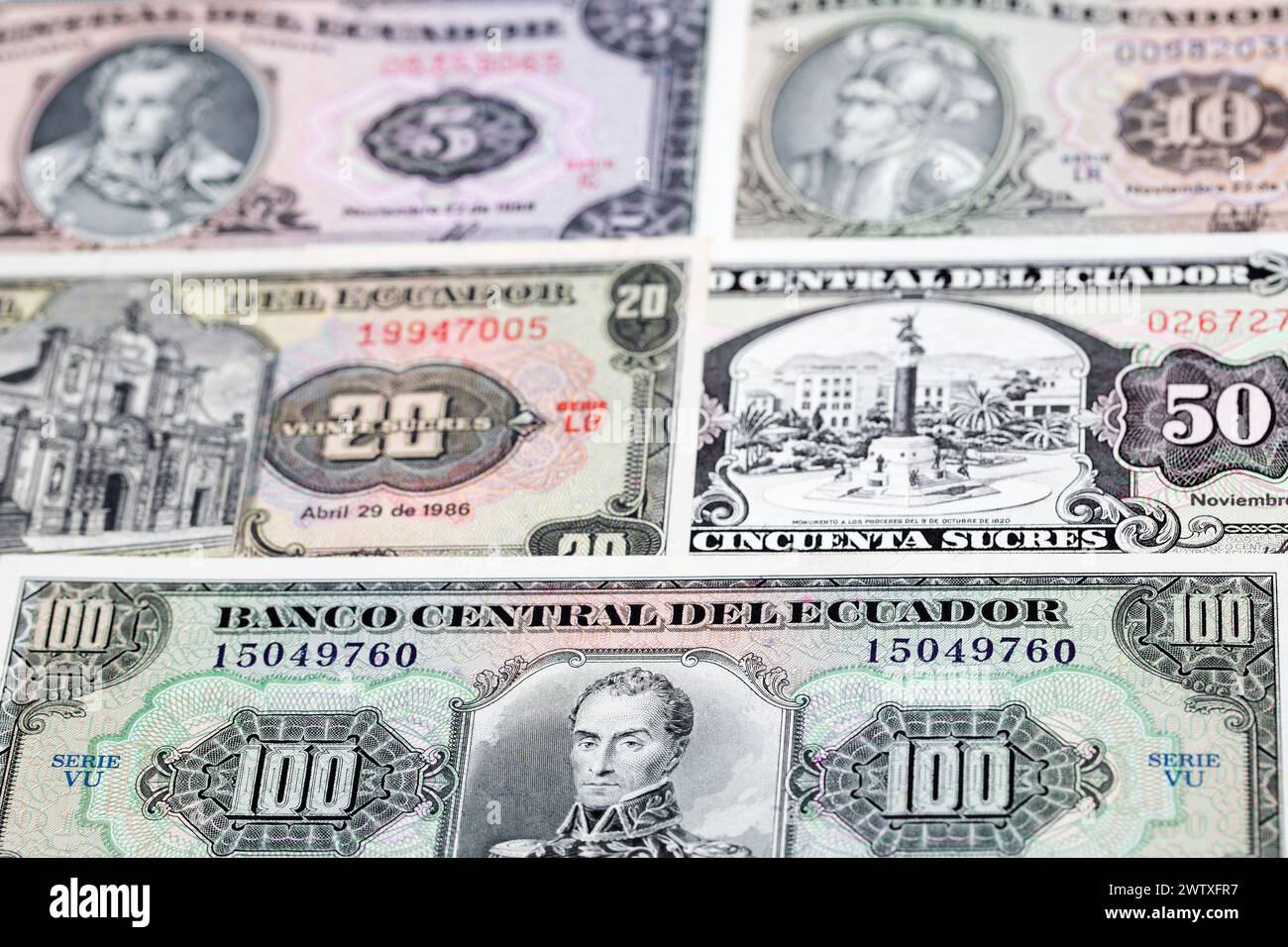 Ecuadorian money - sucre a business background Stock Photo - Alamy