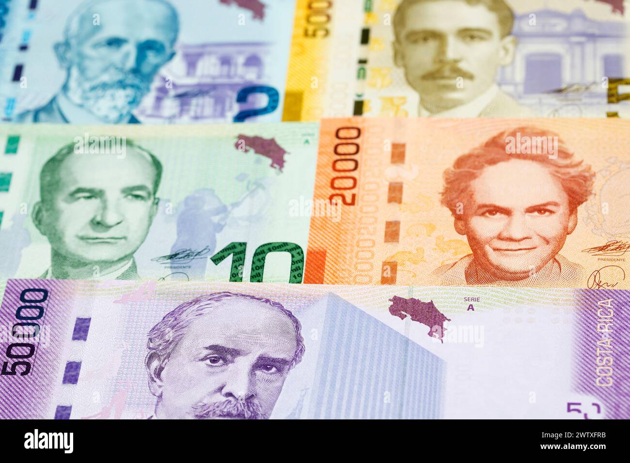 Costa Rican money - colon a business background Stock Photo - Alamy