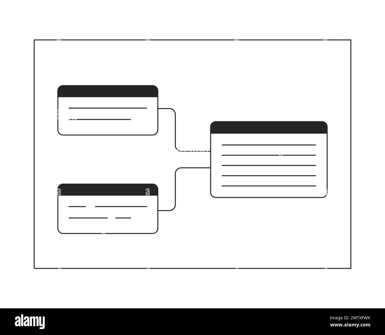 Information Blocks Scheme Black And White 2d Line Cartoon Objects Stock Vector Image And Art Alamy