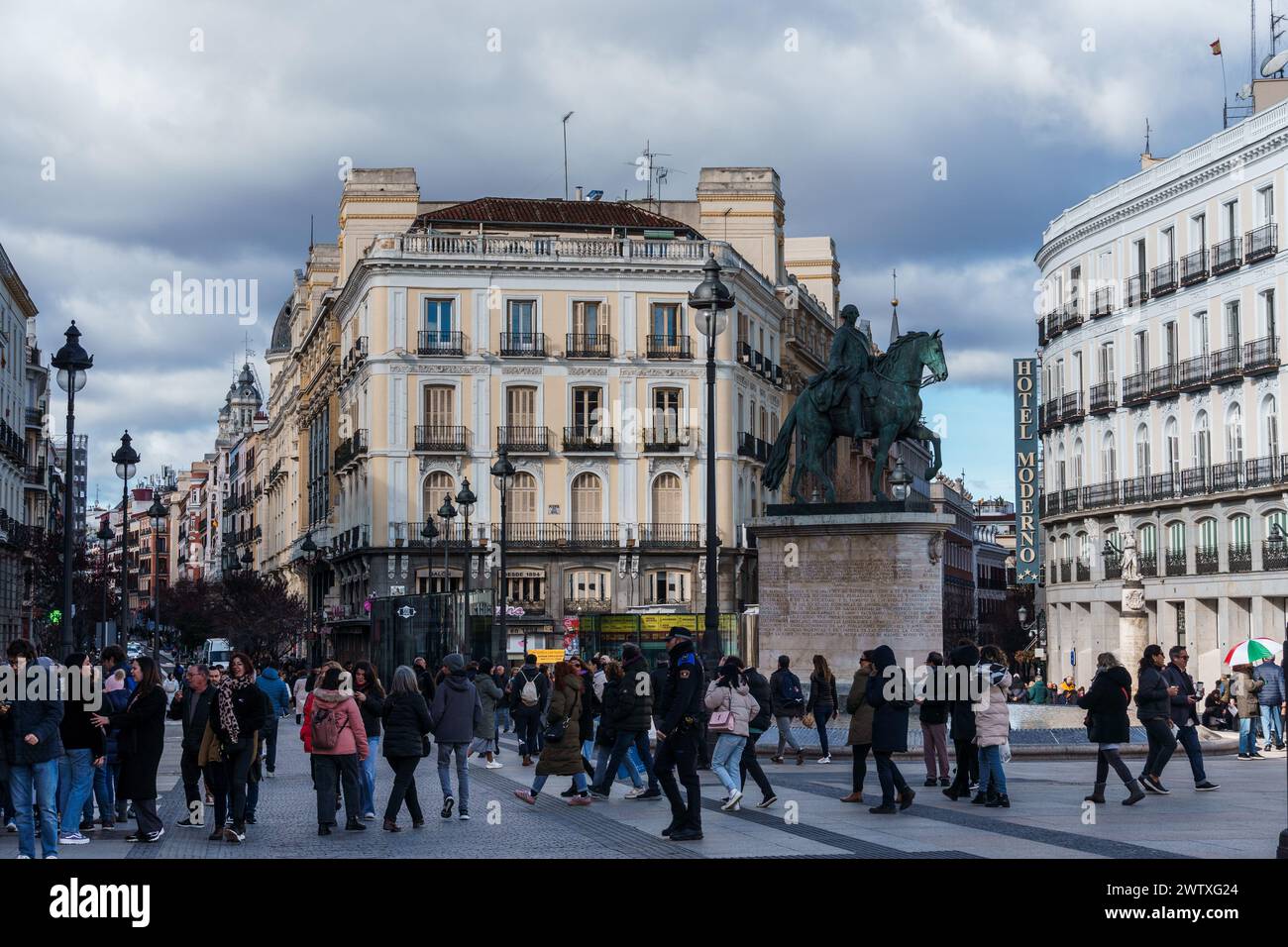 Madrid, Spain - February 24, 2024: Puerta del Sol Square in Central ...
