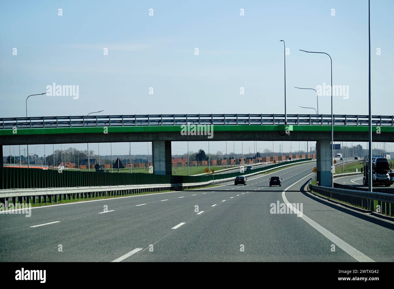 Warsaw, Poland - March 10th, 2024 - Overpass over S2 expressway - view ...