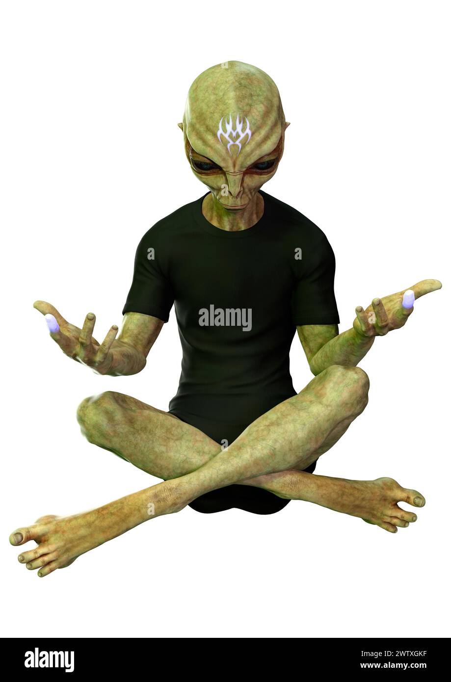 3D rendering of a green alien isolated on white background Stock Photo ...