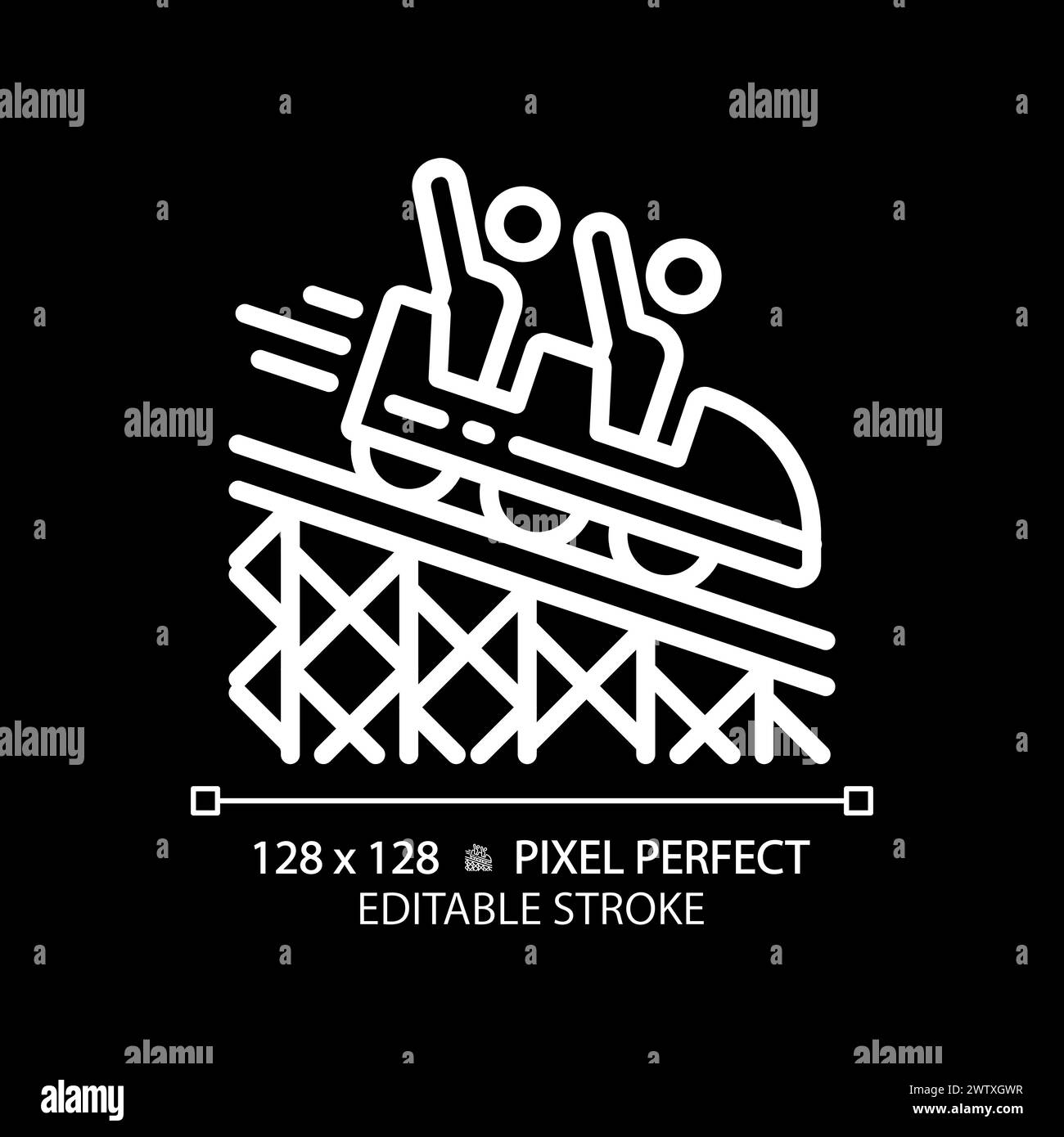 Roller coaster pixel perfect white linear icon for dark theme Stock ... Roller coaster pixel perfect white linear icon for dark theme Stock ...