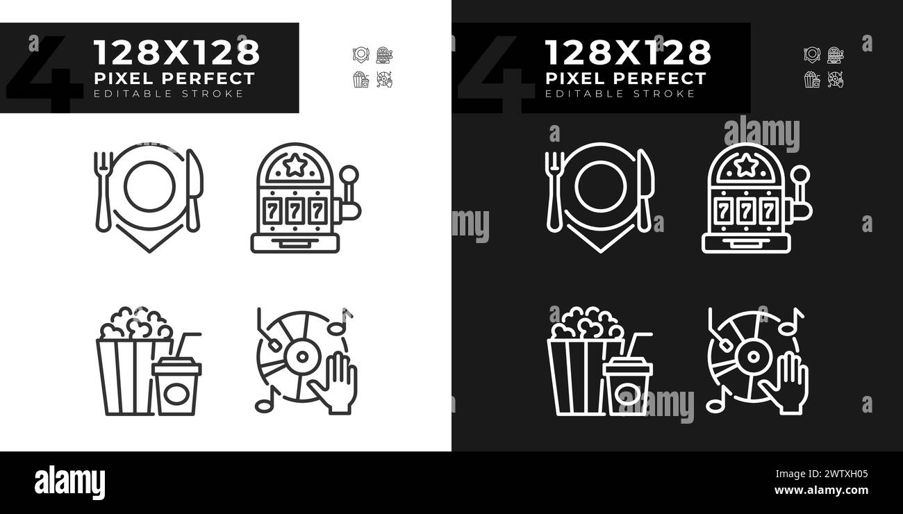 Leisure activities linear icons set for dark, light mode Stock Vector ...