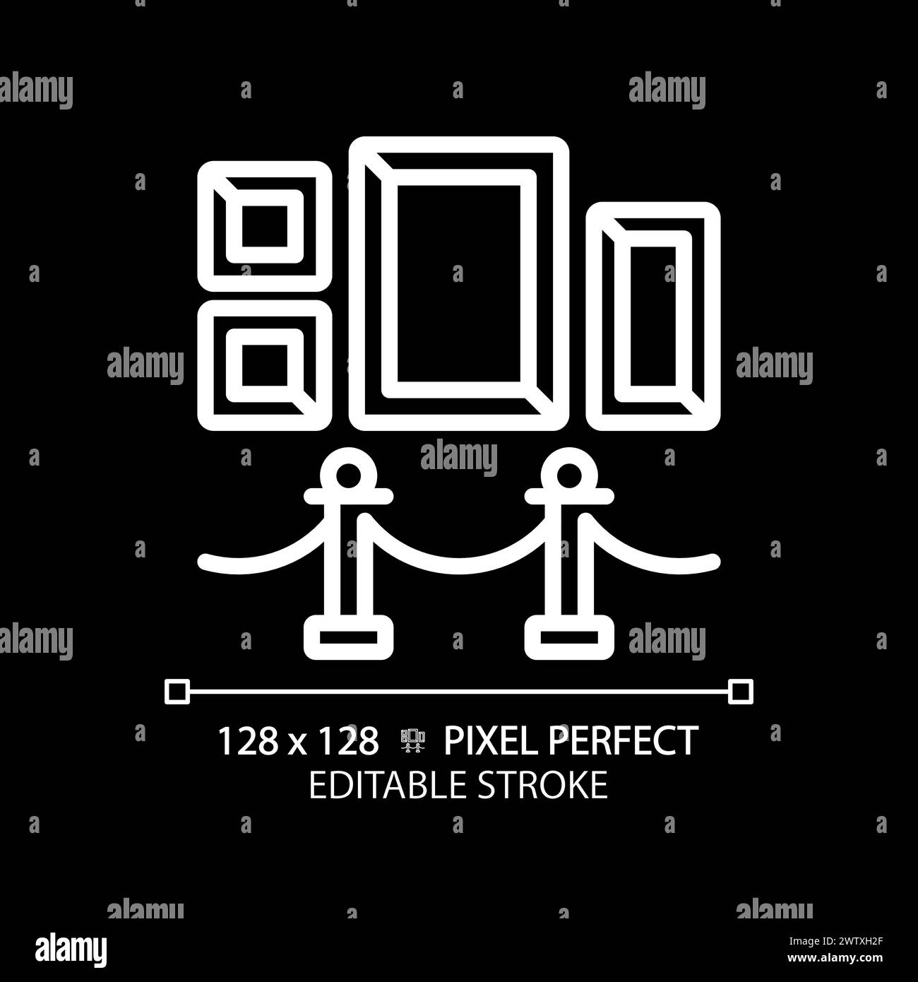 Art exhibition pixel perfect white linear icon for dark theme Stock ...