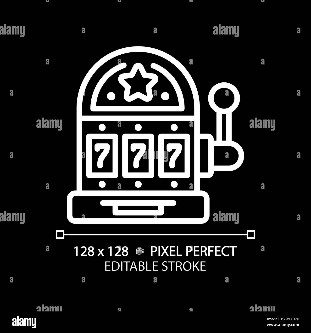 Casino slot machine pixel perfect white linear icon for dark theme ...