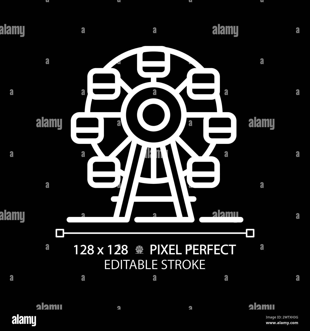Ferris wheel pixel perfect white linear icon for dark theme Stock ...