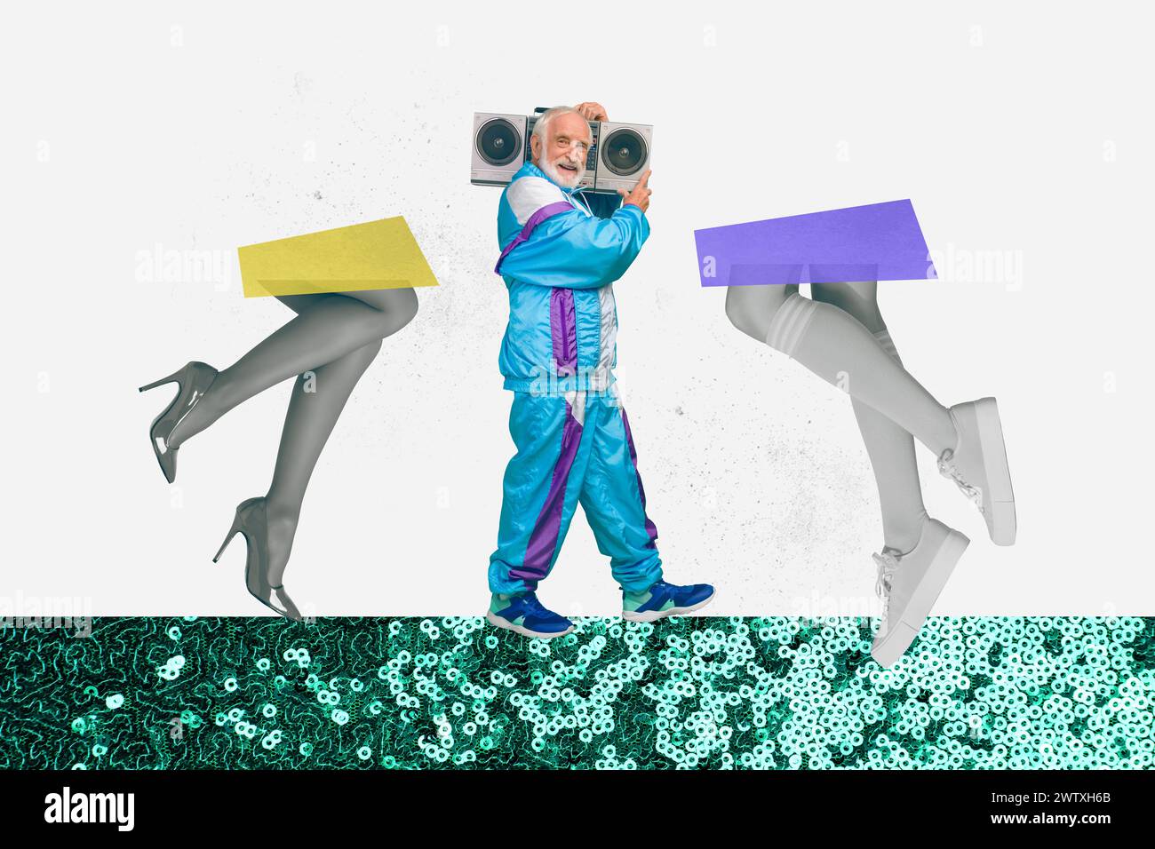 Composite sketch image trend artwork 3D photo collage of aged man wear ...