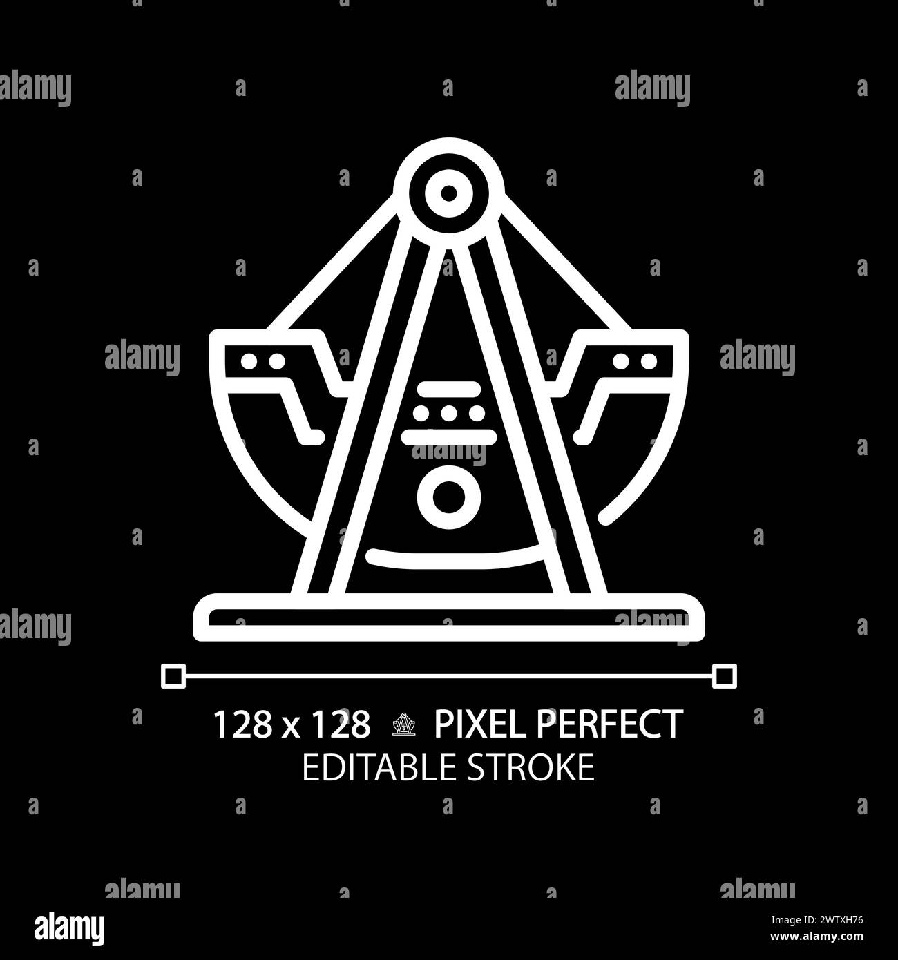 Swinging pirate ship pixel perfect white linear icon for dark theme ...