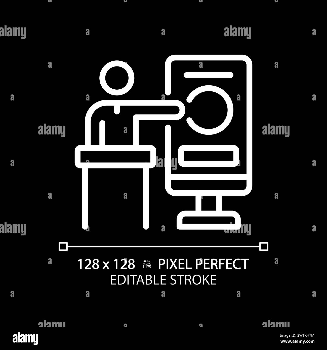 Trade conference pixel perfect white linear icon for dark theme Stock ...