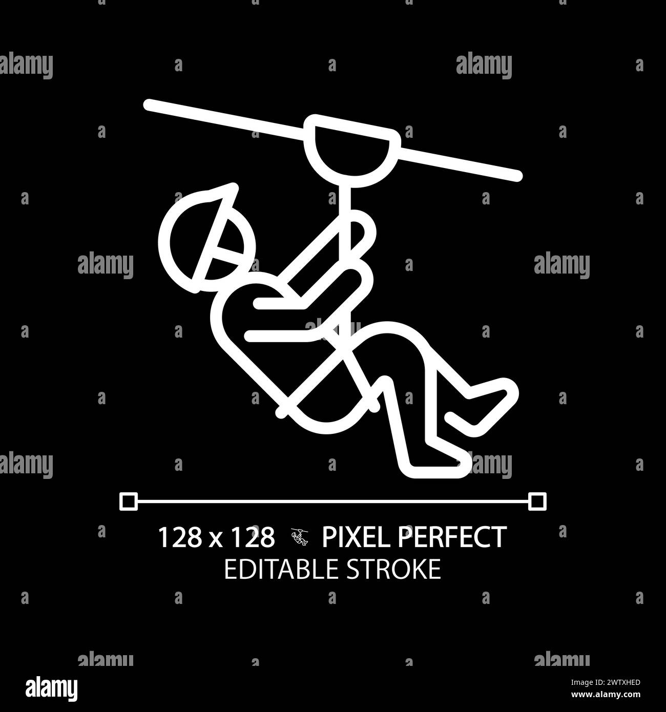 Zip line ride pixel perfect white linear icon for dark theme Stock ...