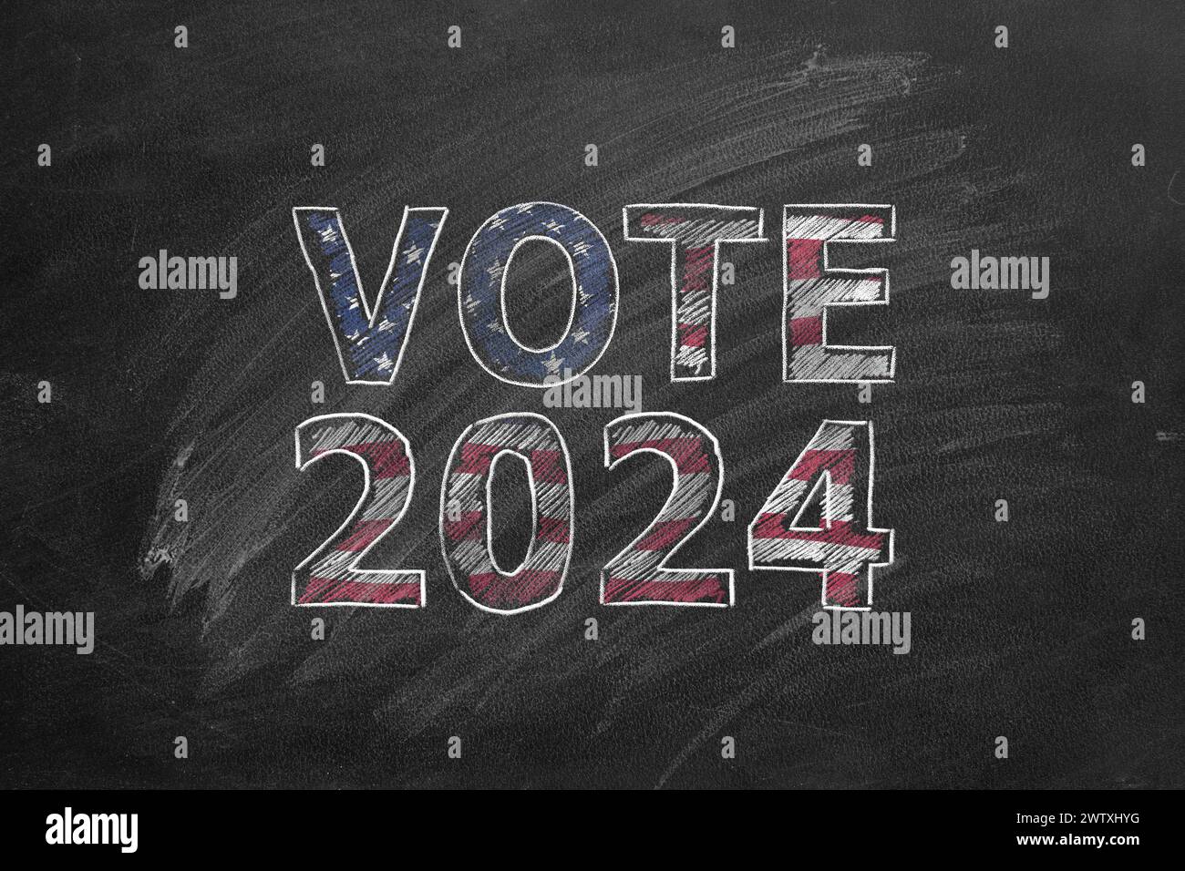 The inscription VOTE 2024 In the colors of the American flag is drawn ...