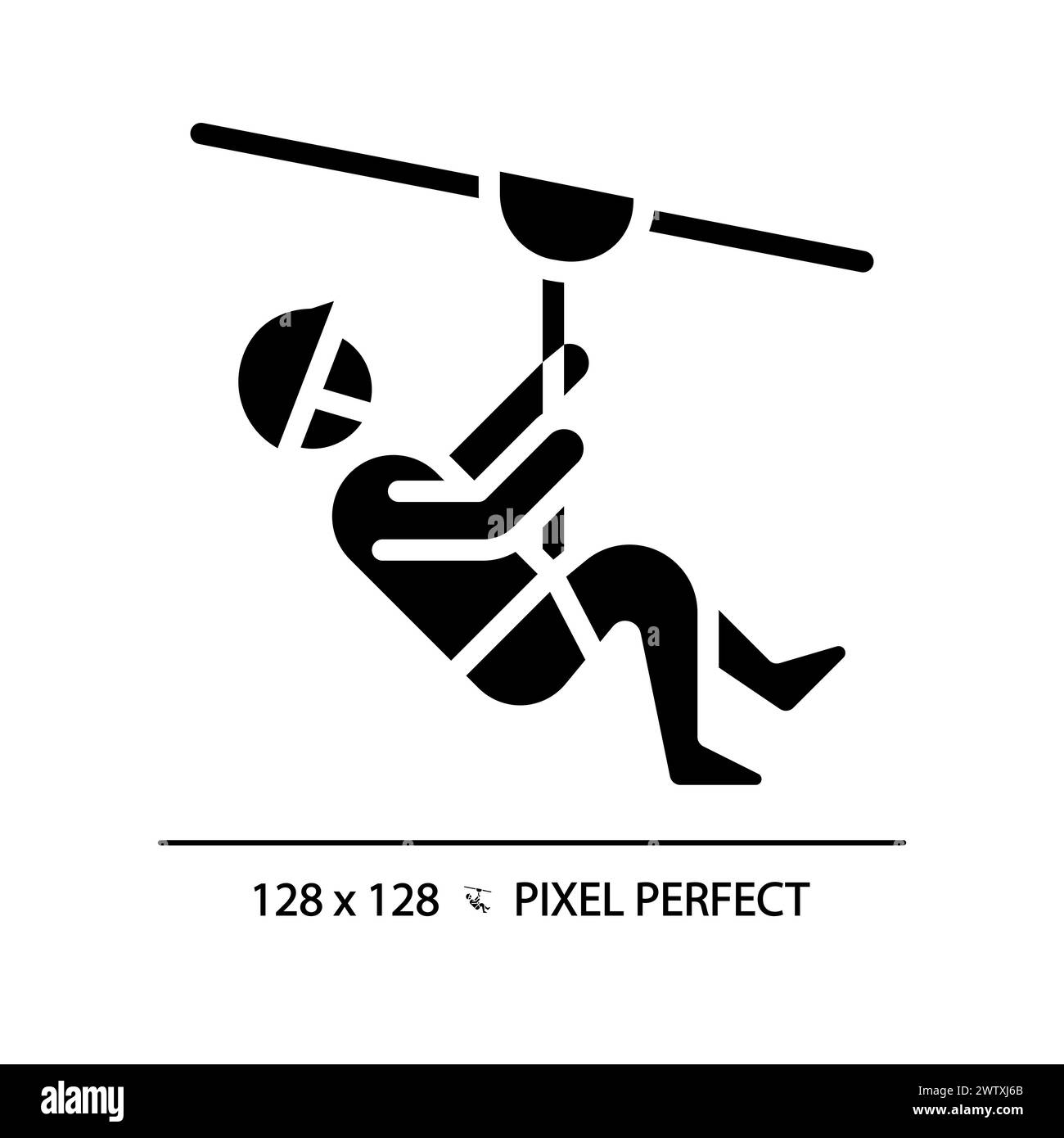 Zip line ride pixel perfect black glyph icon Stock Vector Image & Art ...