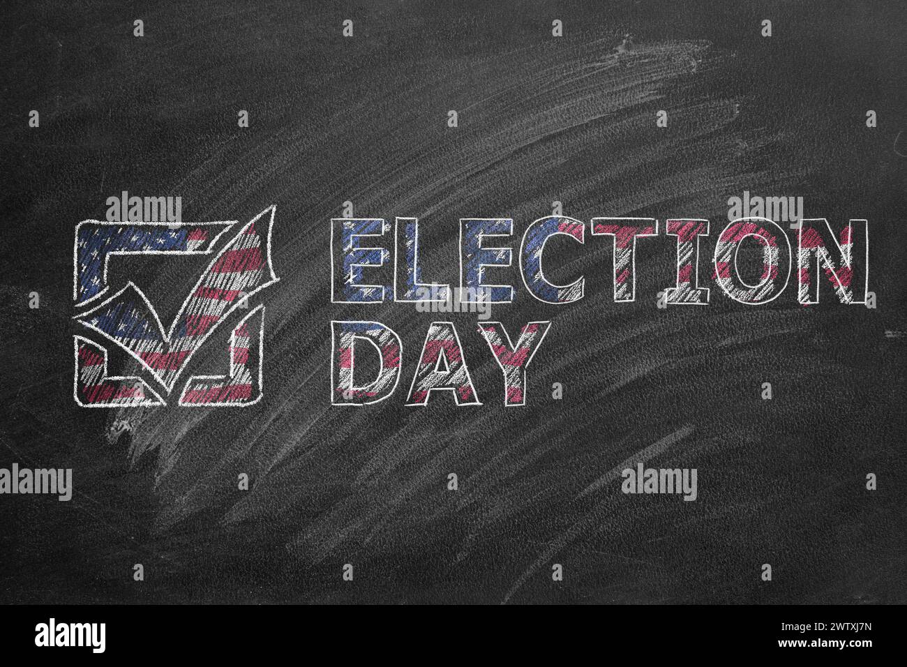The inscription ELECTION DAY In the colors of the American flag is ...