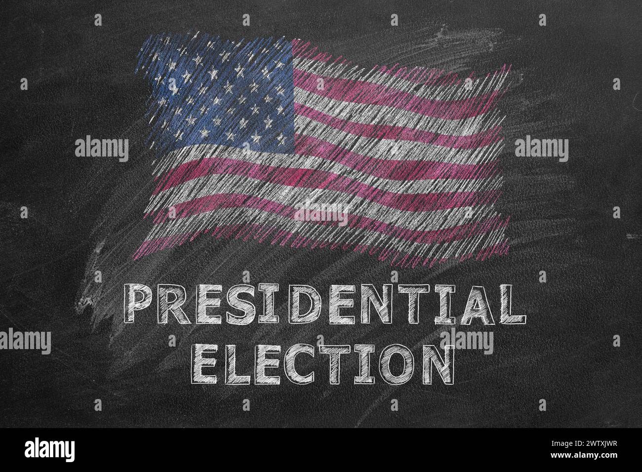 The inscription PRESIDENTIAL ELECTION and American flag is drawn with ...