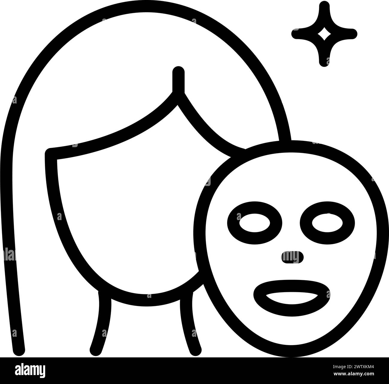 Sheet mask line icon. Hydrogen mask. Skincare procedure. Facial beauty ...