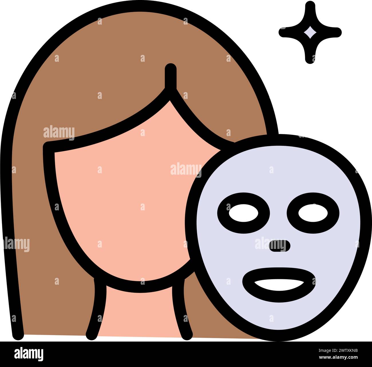 Sheet mask color icon. Skincare procedure. Facial beauty treatment. Cosmetics, makeup. Simple ...