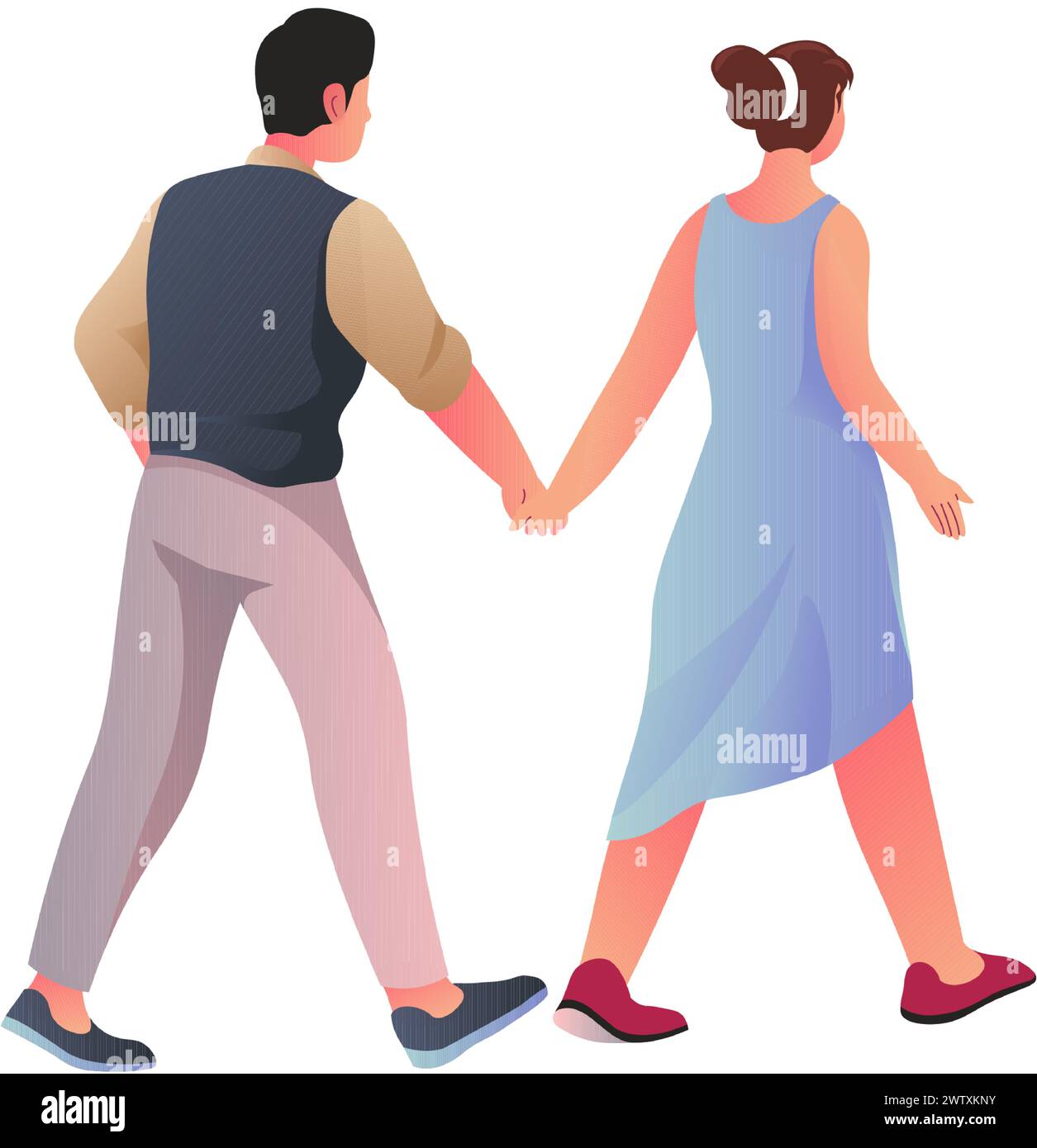 Couple's Leisurely Walk vector illustration Stock Vector Image & Art ...