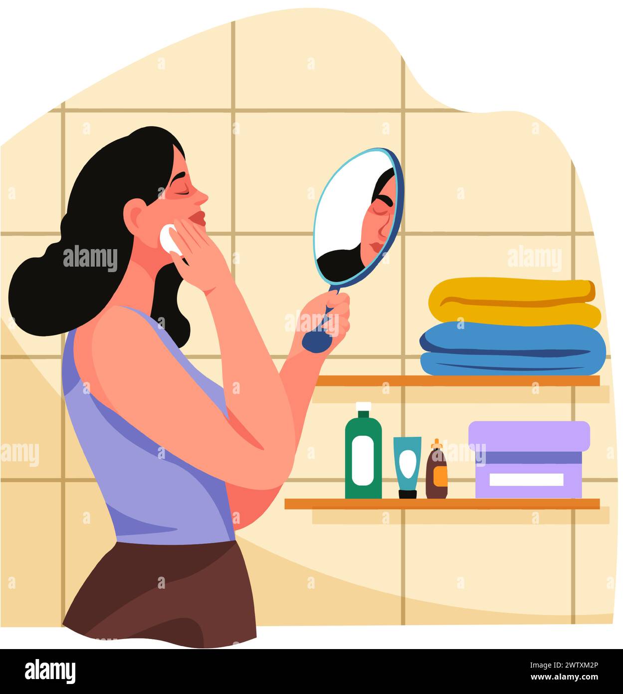 Morning Skincare Routine vector illustration Stock Vector Image & Art ...