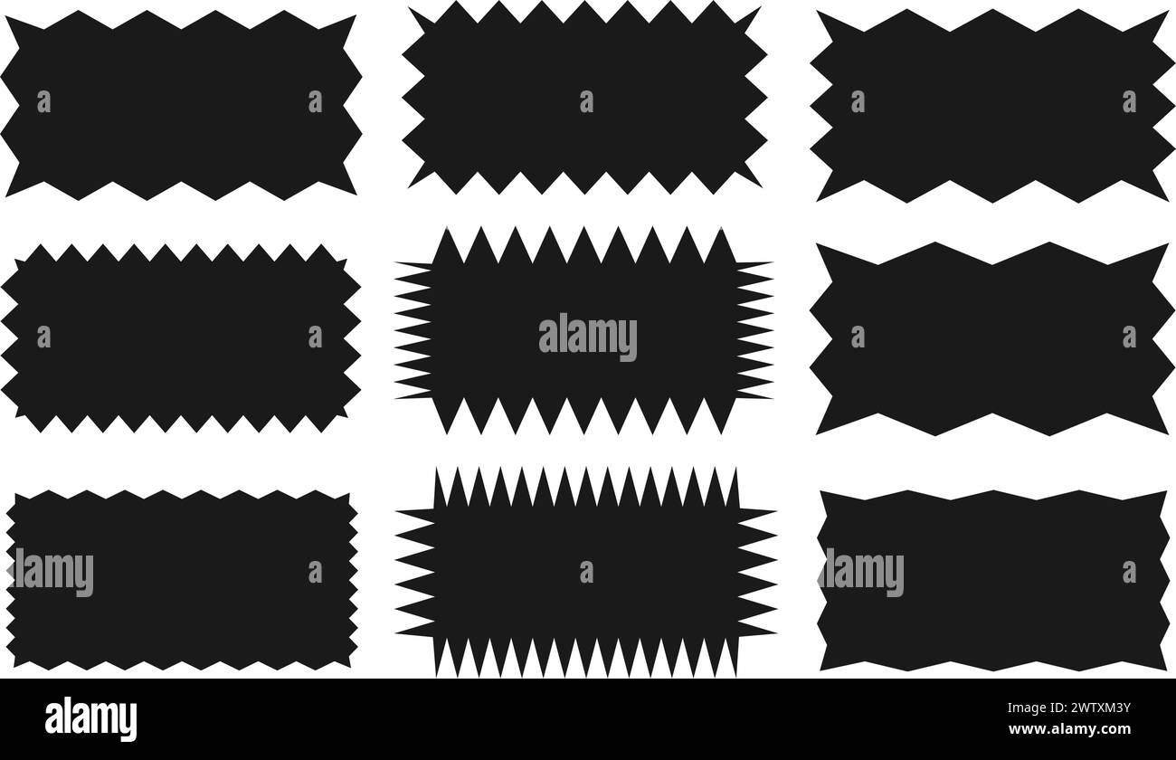 Collection Of Rectangles With Jagged Edges A Set Of Uneven Zigzag Rectangular Shapes Black 