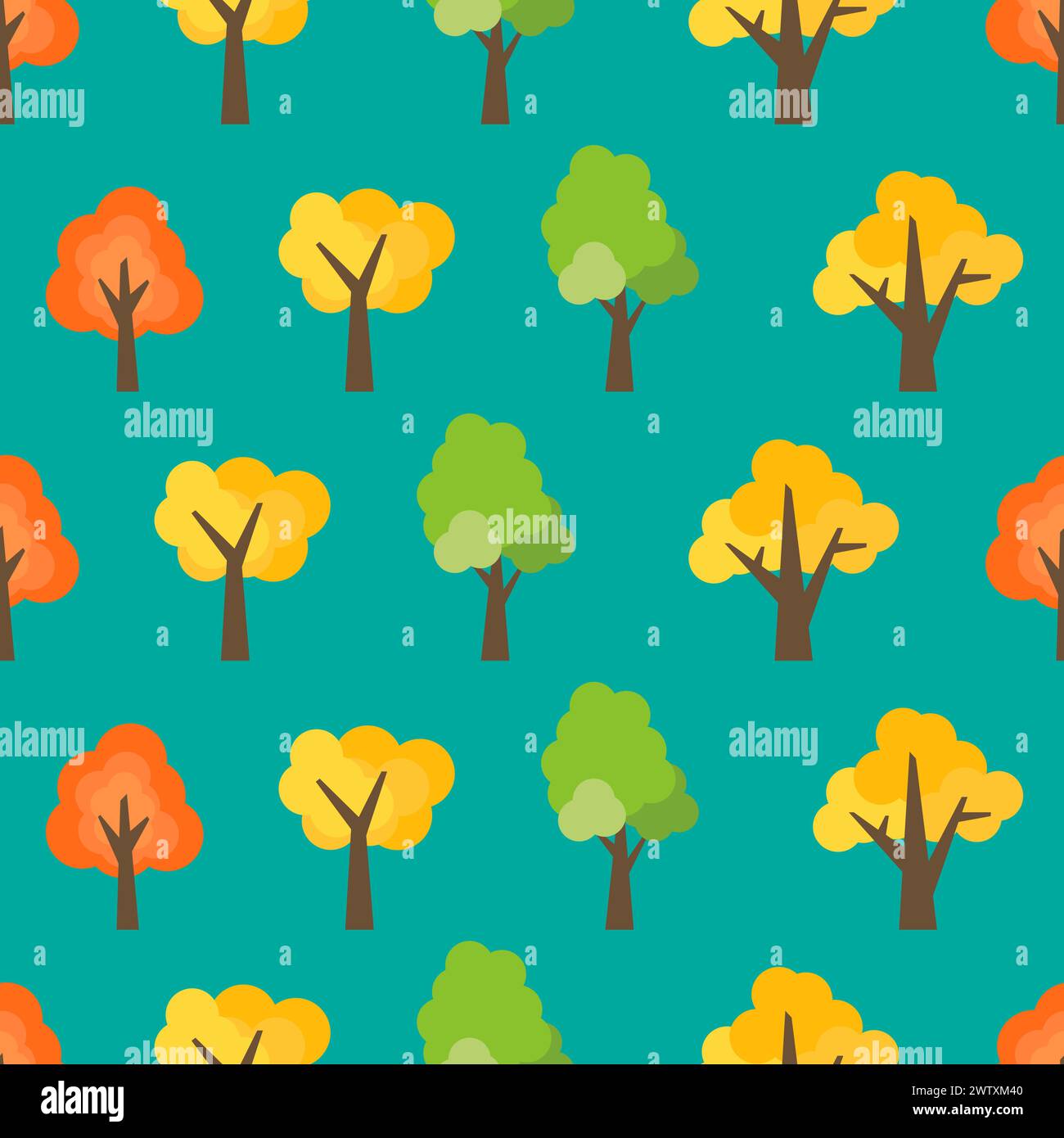 Seamless pattern from autumn trees. Autumn forest background. Vector ...