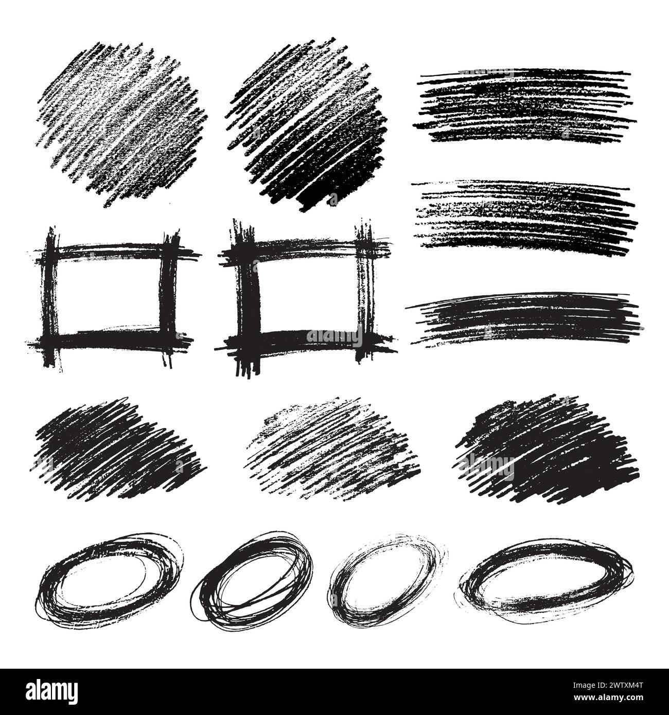 Set of Sketch Scribble Smears. Hand drawn Pencil Scribble Stains. Vector illustration Stock ...