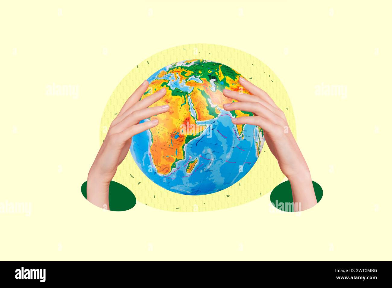 Creative collage picture planet earth globe continent ocean geography ...