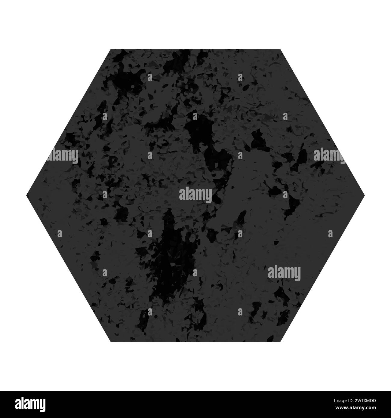 Scratched hexagon. Dark figure with distressed grunge texture isolated ...