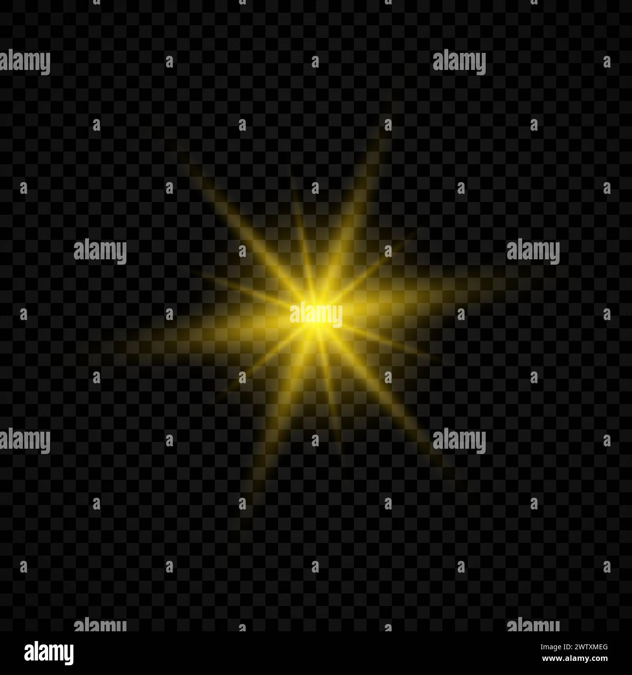 Light effect of lens flares. Yellow glowing lights starburst effects with sparkles on a ...