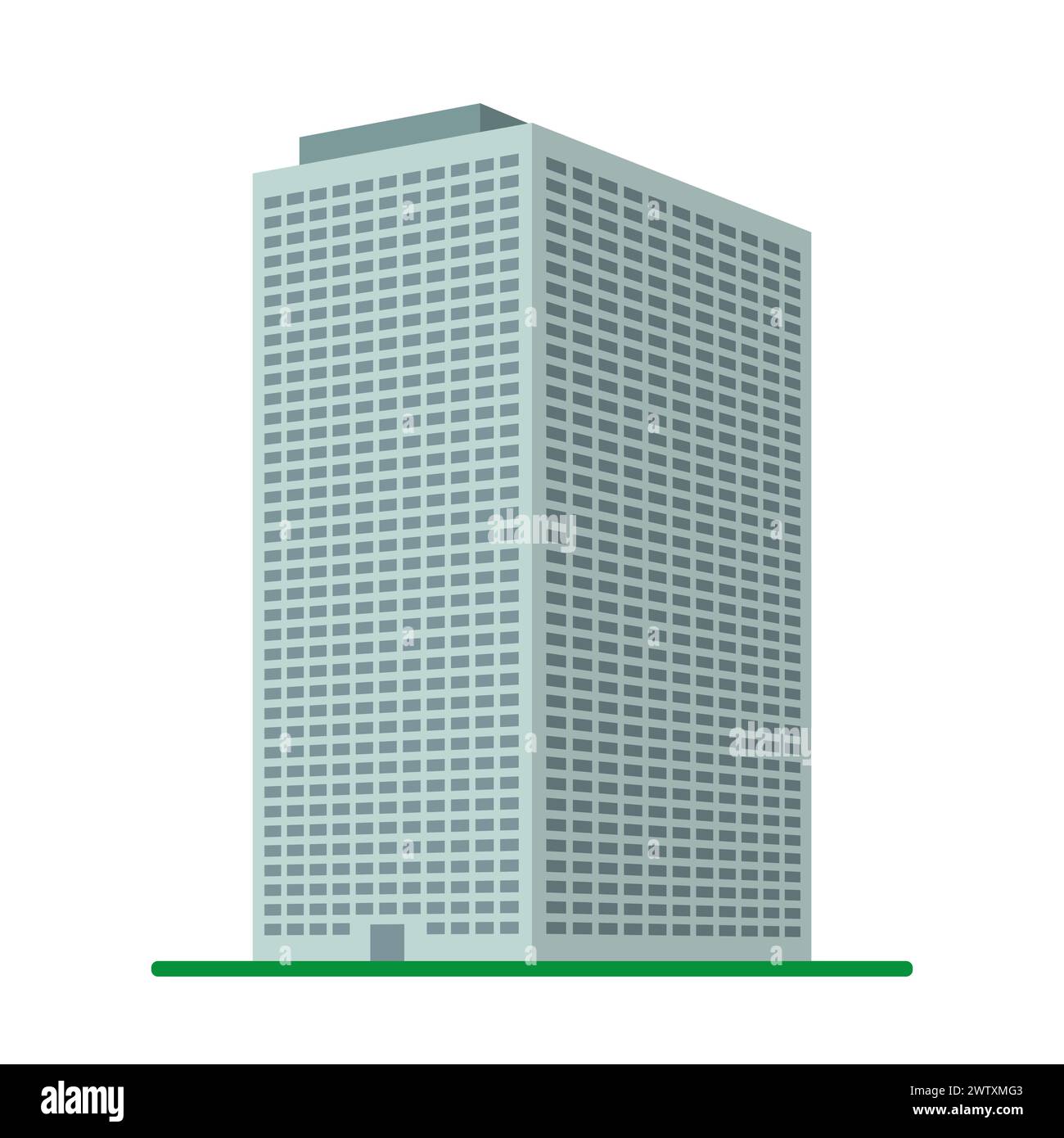 A modern high-rise building on a white background. View of the building ...