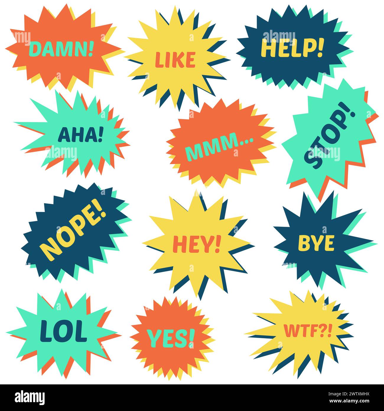 Set of speech bubbles on a white background with different inscriptions ...