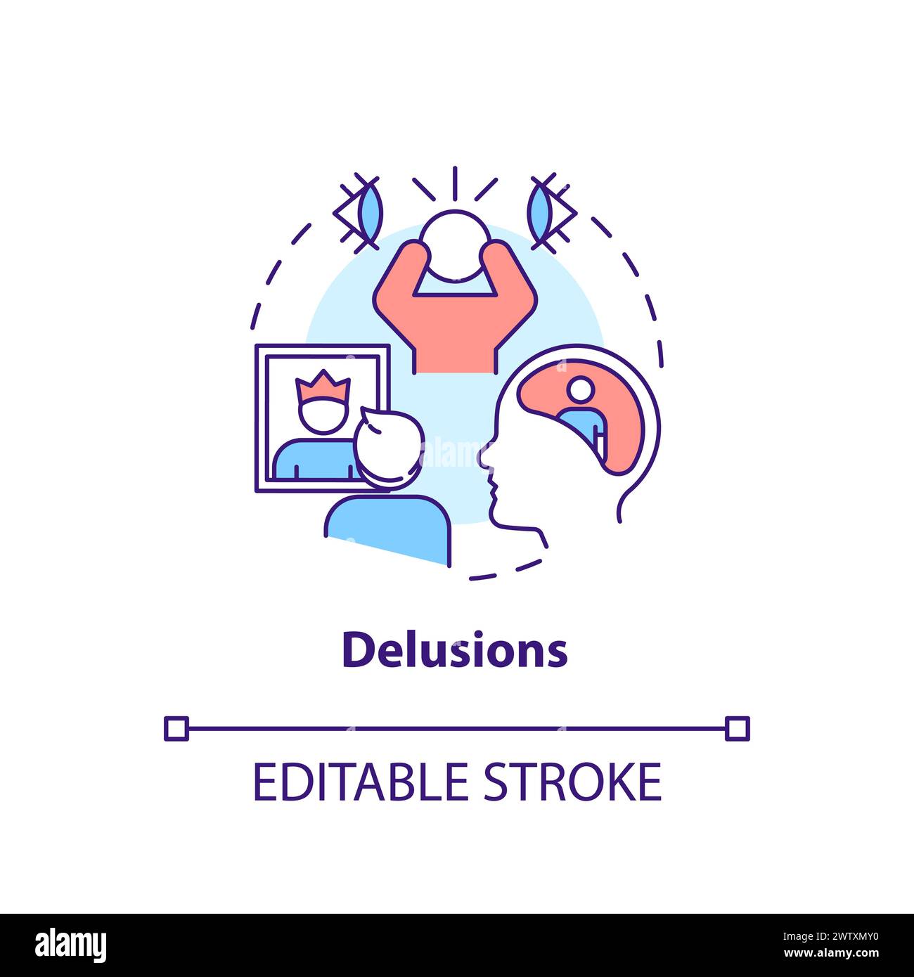 Delusion mental illness multi color concept icon Stock Vector Image ...